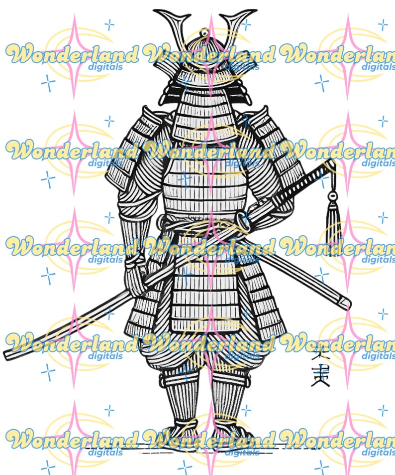 Samurai Tattoo Stencil Fine Line Japanese Warrior Design - Etsy