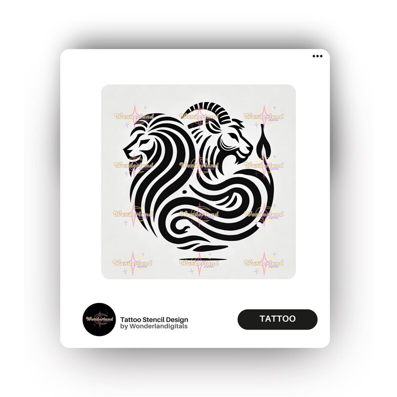 Chimera Tattoo Stencil Digital Download - Bold Tribal Lion, Goat & Serpent Mythical Design - Etsy