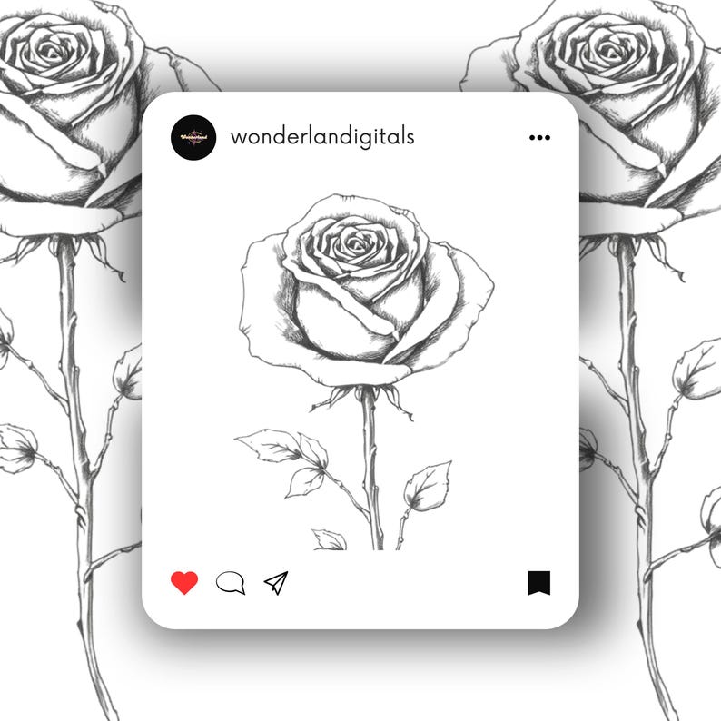 Minimal Rose Micro Tattoo Stencils Hand-drawn Rose Designs for Instant ...