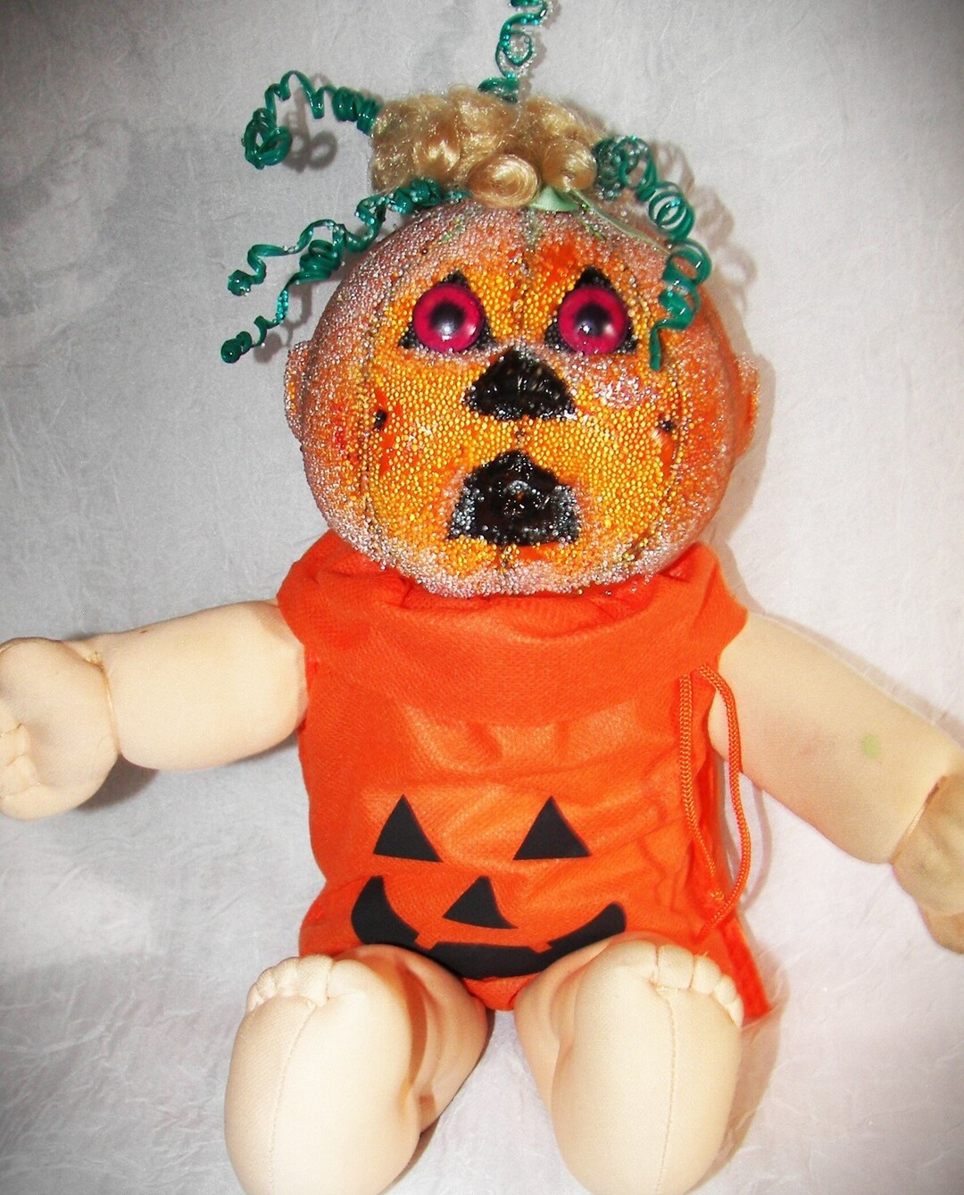 OOAK Cabbage Patch Baby Doll Pumpkin Head She Cries Horror Halloween ...