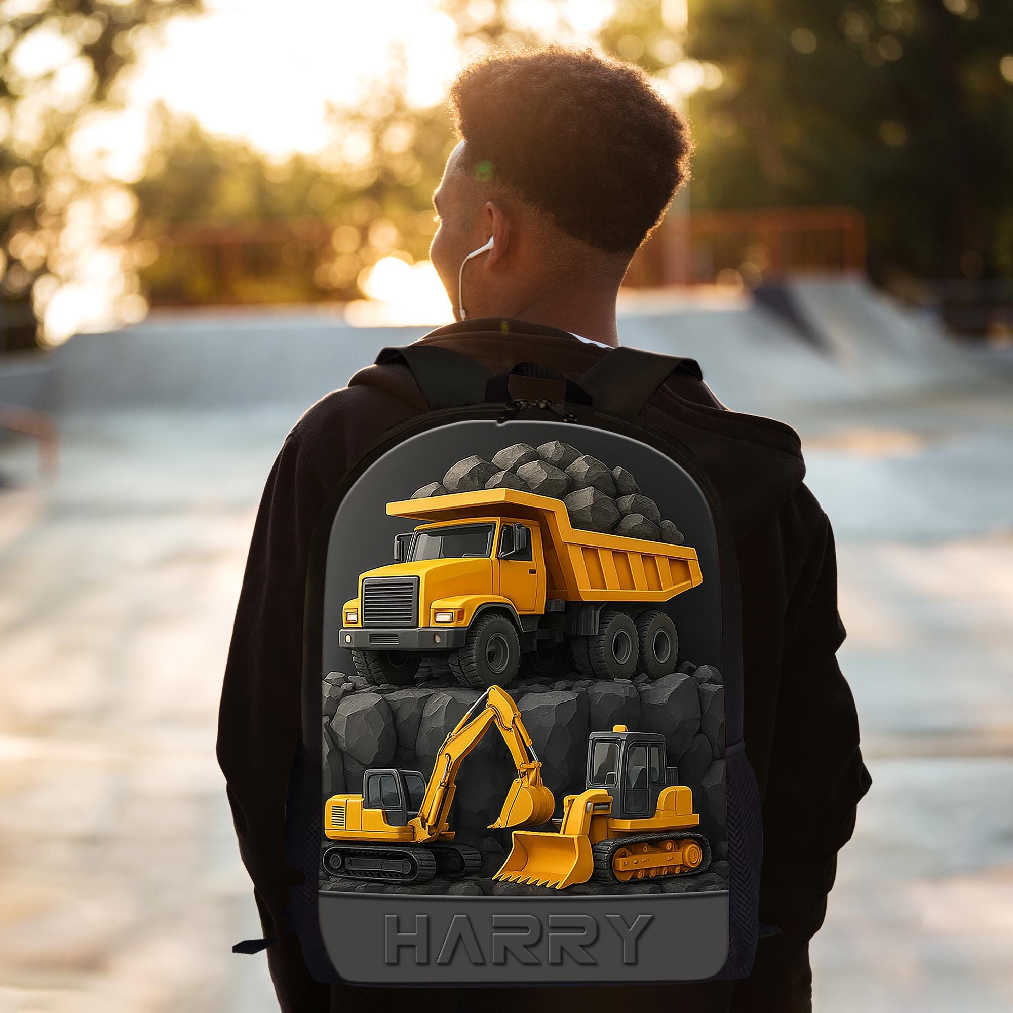 Custom Construction Kids Backpack, Excavator Truck Backpack, Truck ...
