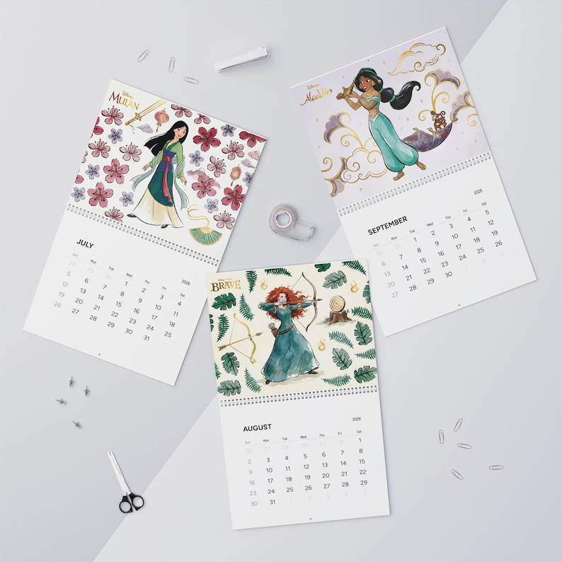 Disney Princesses 2026 Wall Calendar, Disney Lover Gift - Etsy