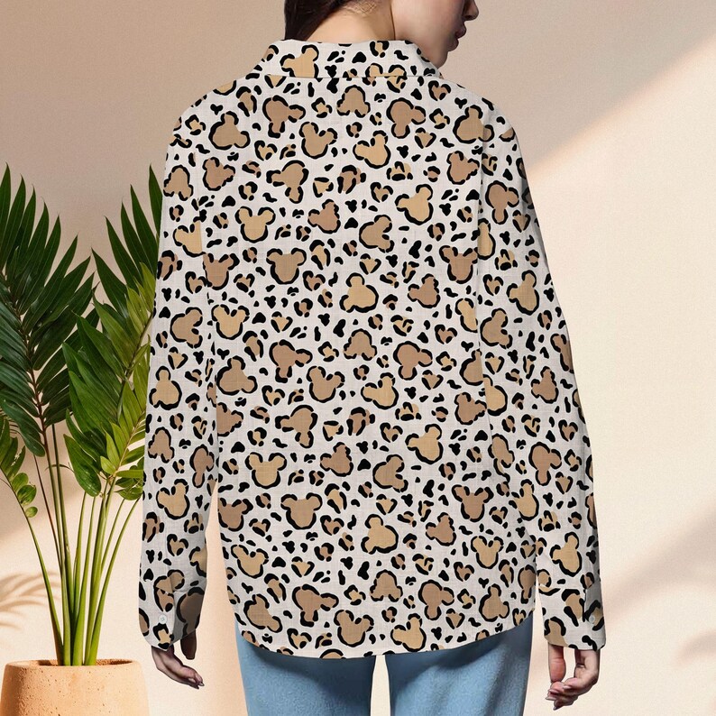 Disney Leopard Pattern Women Blouse, Disney Trip Button Shirt - Etsy