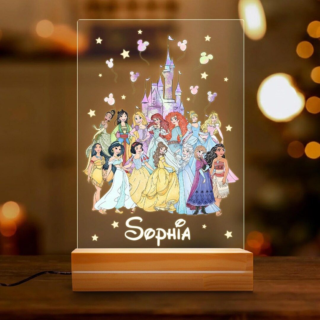 Disney Princess Night Light, Custom Name Lamp, Nursery Room Decor - Etsy