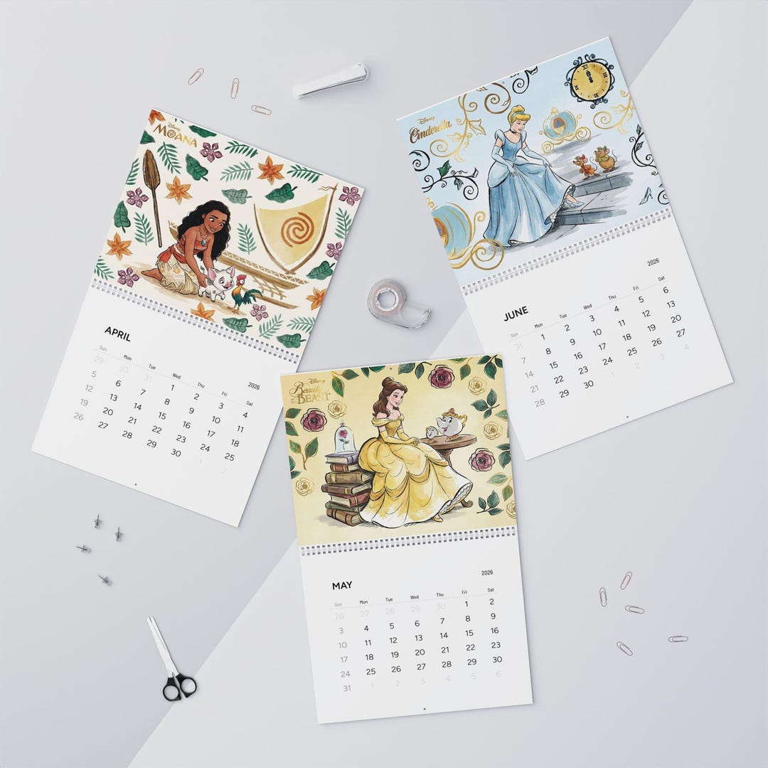Disney Princesses 2026 Wall Calendar, Disney Lover Gift - Etsy