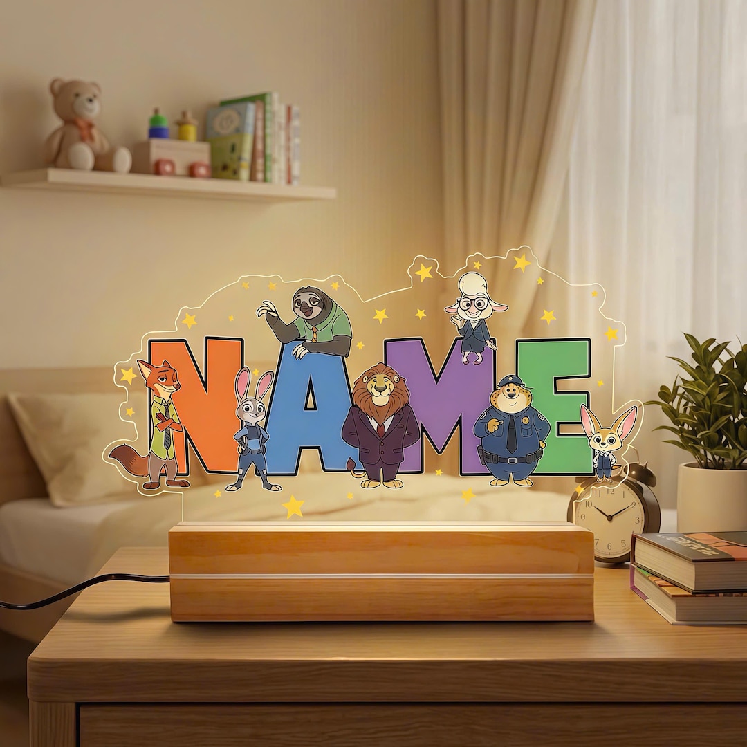 Zootopia Custom Name Night Light, Personalized Zootopia Room Decor - Etsy