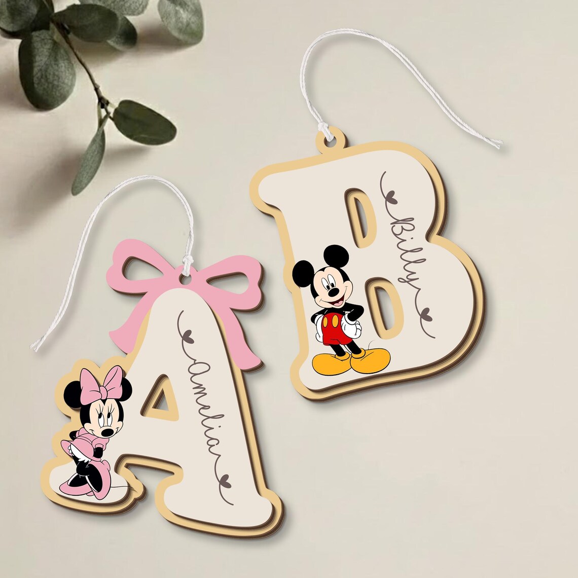Coquette Minnie Mickey Wooden Tag, Custom School Name Tag for Kids - Etsy