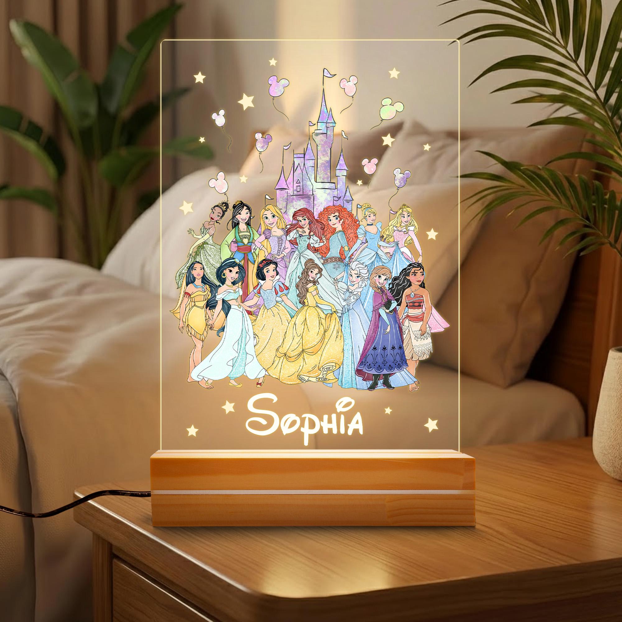 Disney Princess Night Light, Custom Name Lamp, Nursery Room Decor - Etsy
