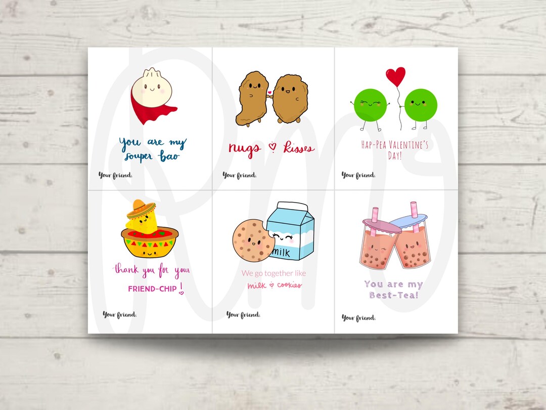 6 Cute Kawaii Printable Valentine’s Day Cards, Cute Bao, Boba Milk Tea ...