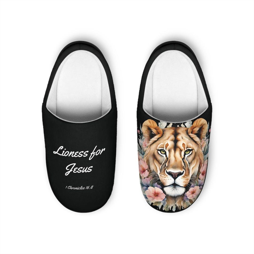 Christian Women's Indoor Slippers, Woman of God Lion Bible Scripture ...