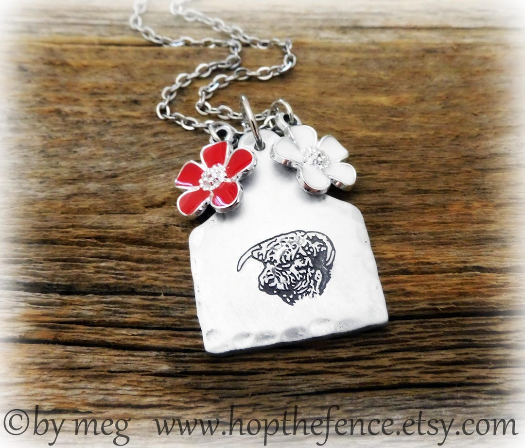 1 1/4" Tall- Retro Hereford Bull- Stock Show Jewelry, 4-H Charm- Hand ...