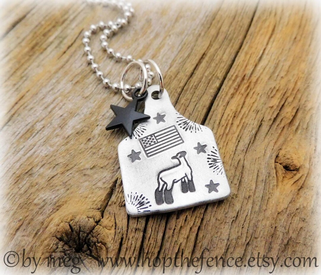 1 1/4" Tall- Sheep Necklace, Stock Show Jewelry, 4-H Charm- Hand Tooled ...