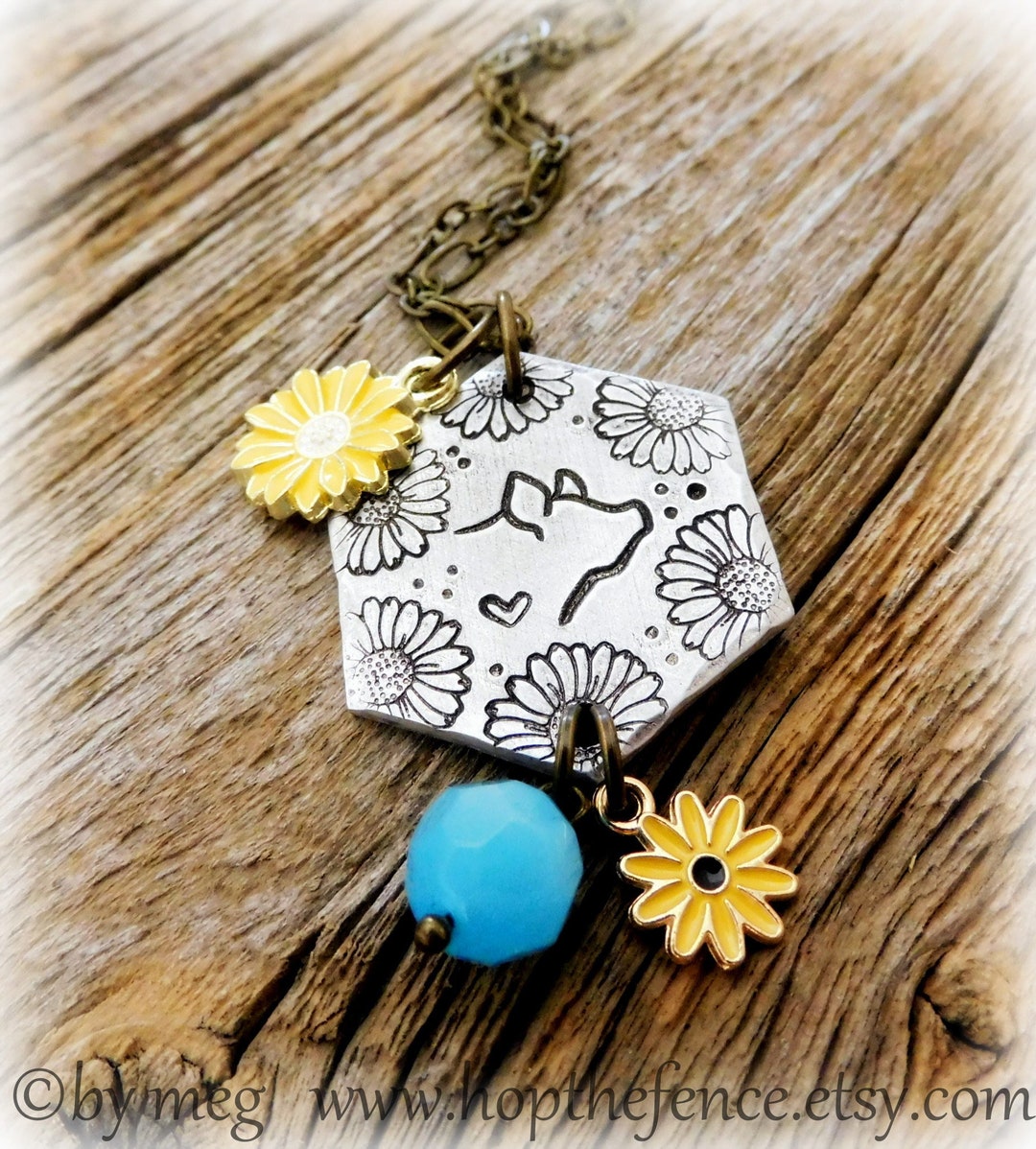 1.25" Floral Hog Necklace- Hand Tooled/stamped- Thick 12 Gauge Aluminum ...