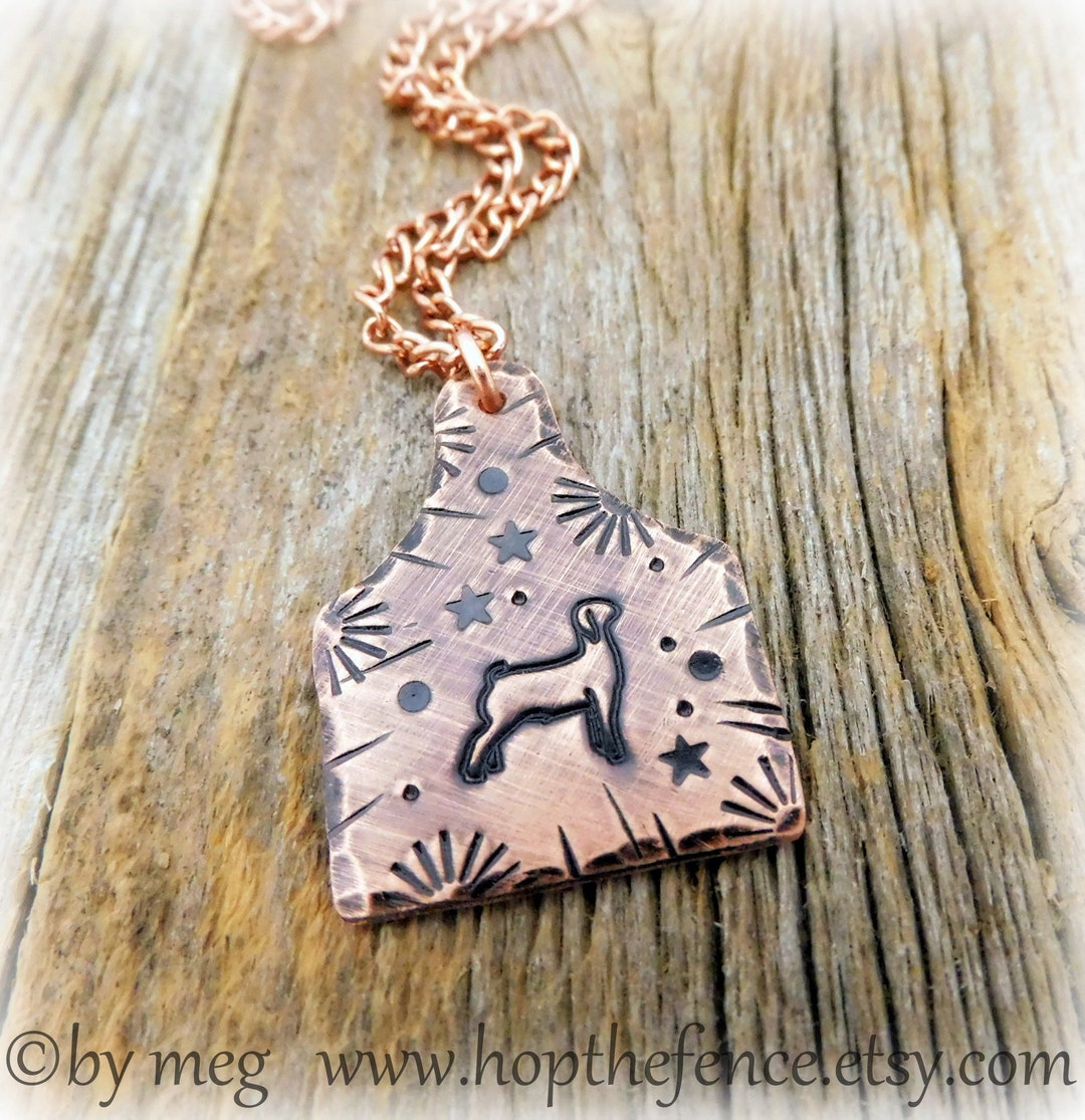 1.25 Tall Rustic Boer Show Goat Copper Tag Necklace Hand Stamped/tooled ...