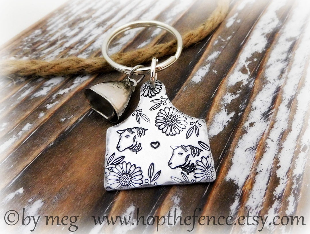 1 1/2" Tall, " Floral Sheep Keychain, Stock Show Jewelry, Livestock ...