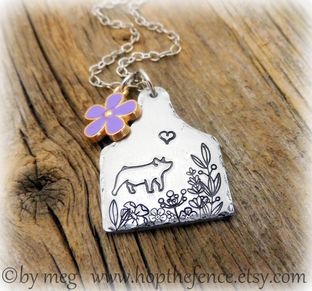 1 1/4" Tall- Show Hog/pig Floral Scene Necklace, Stock Show Jewelry, 4 ...