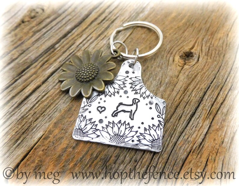 1 1/2 Sunflowers & Boer Goat Keychain, Stock Show Jewelry, Livestock ...