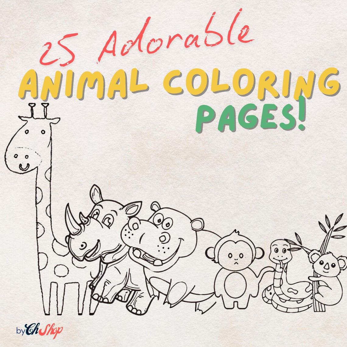 25 Adorable Animal Coloring Pages Printable PDF for Kids Fun Jungle ...