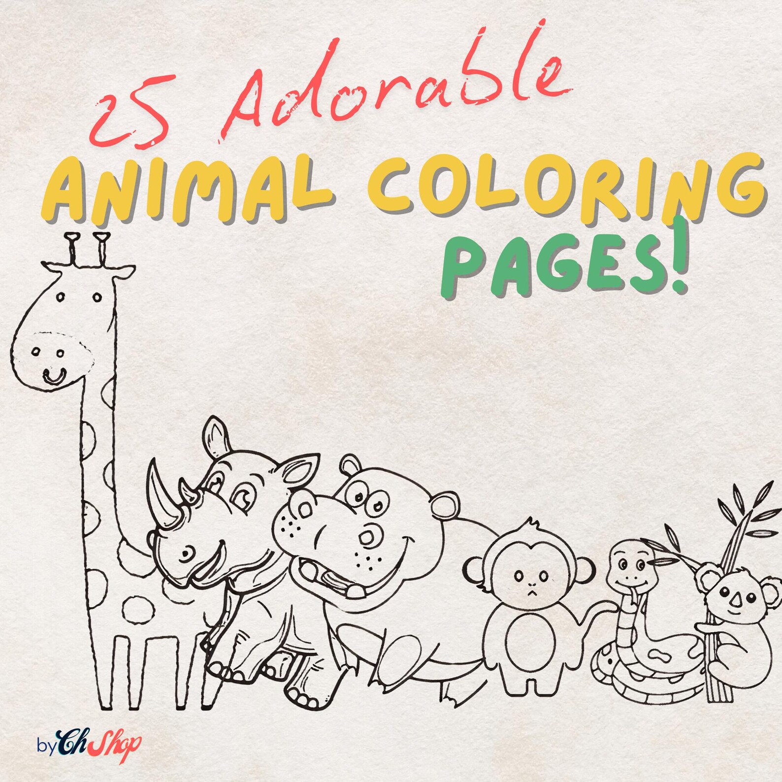 25 Adorable Animal Coloring Pages Printable PDF for Kids Fun Jungle ...