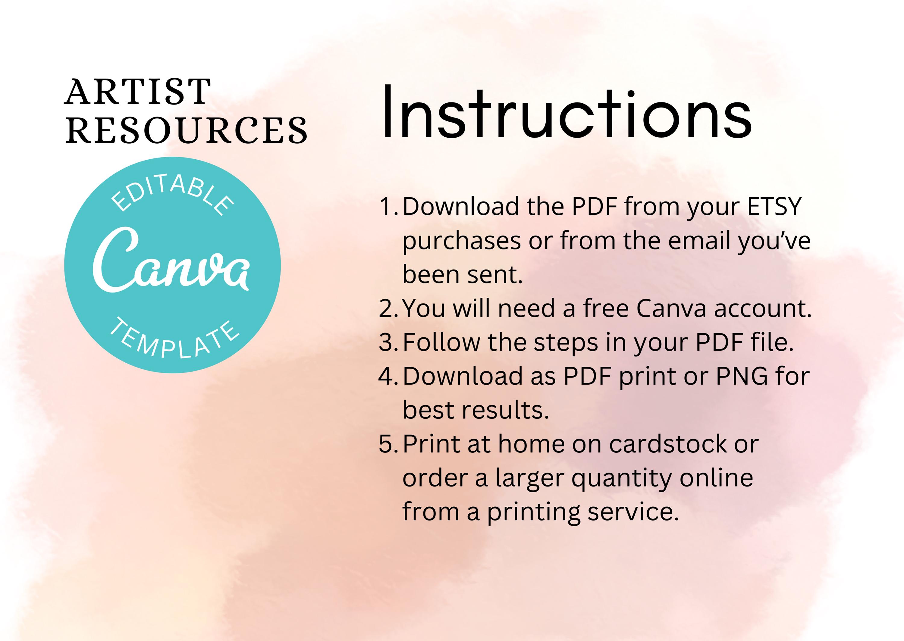 Artist Postcard Canva Template New and Emerging Artists Editable Art ...