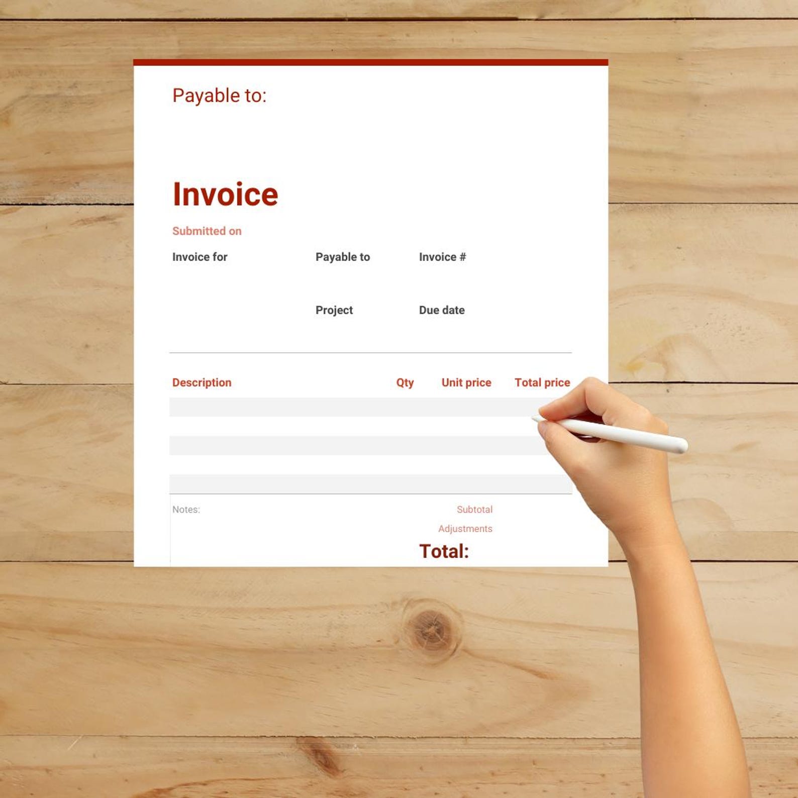 Invoice Template Small Business Billing Template Editable Download ...