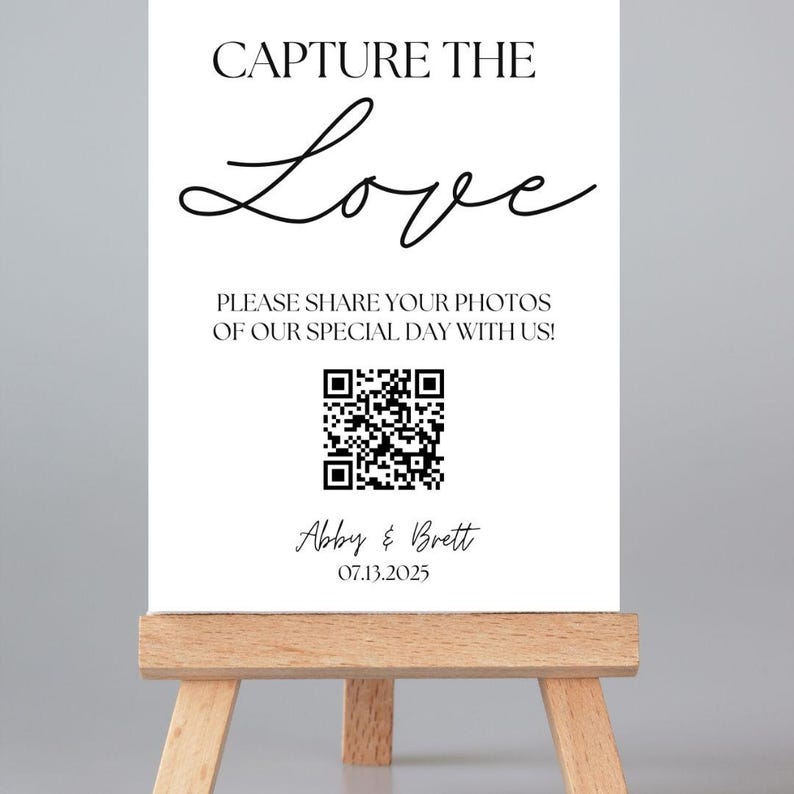 Printable Wedding Sign QR Code Photo Sharing Template Reception Sign ...