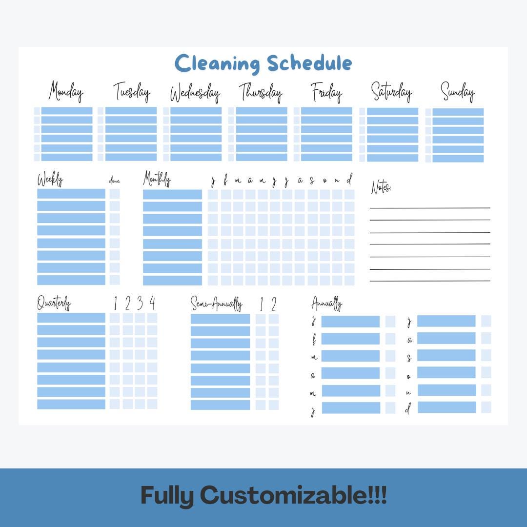 Cleaning Schedule Chore Chart Cleaning Checklist ADHD Digital Download ...