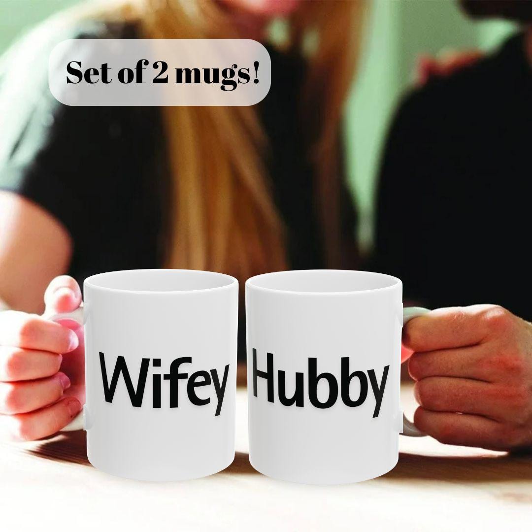 Matching Couple Mugs Wifey Hubby Coffee Mug Wedding Gift Anniversary ...