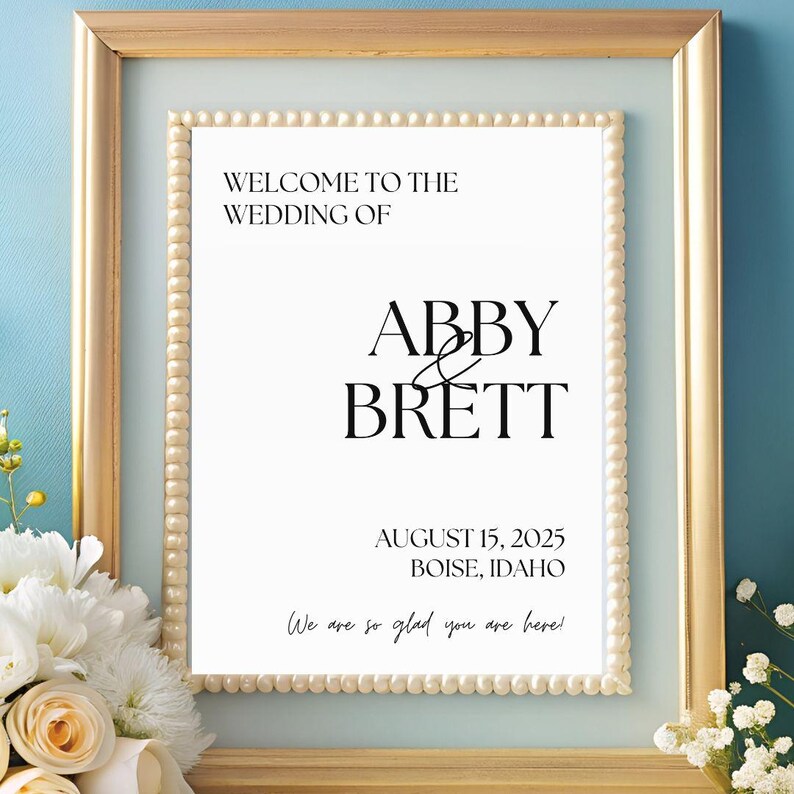 Wedding Welcome Sign Template Modern Wedding Sign Digital Download DIY ...