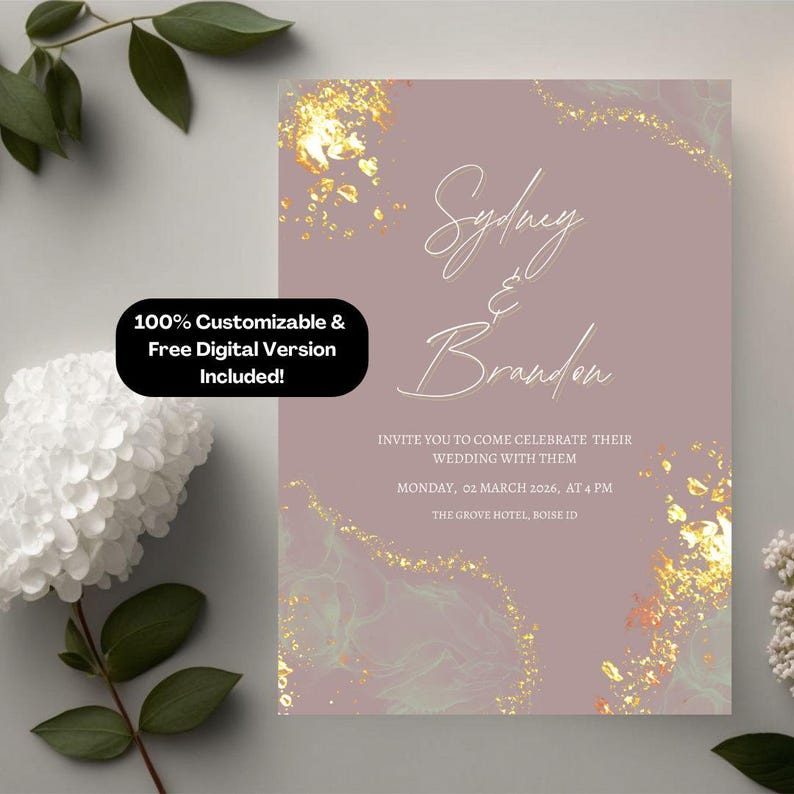 Wedding Invitation Template Digital Download Elegant Wedding Invitation ...