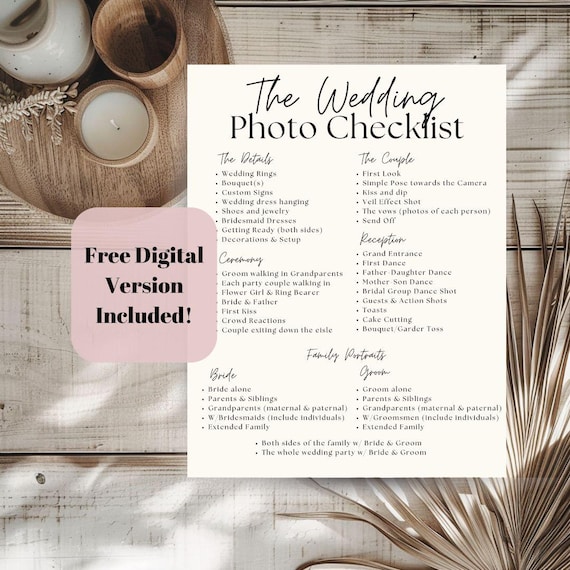 Checklist Printable Wedding Photo Poses