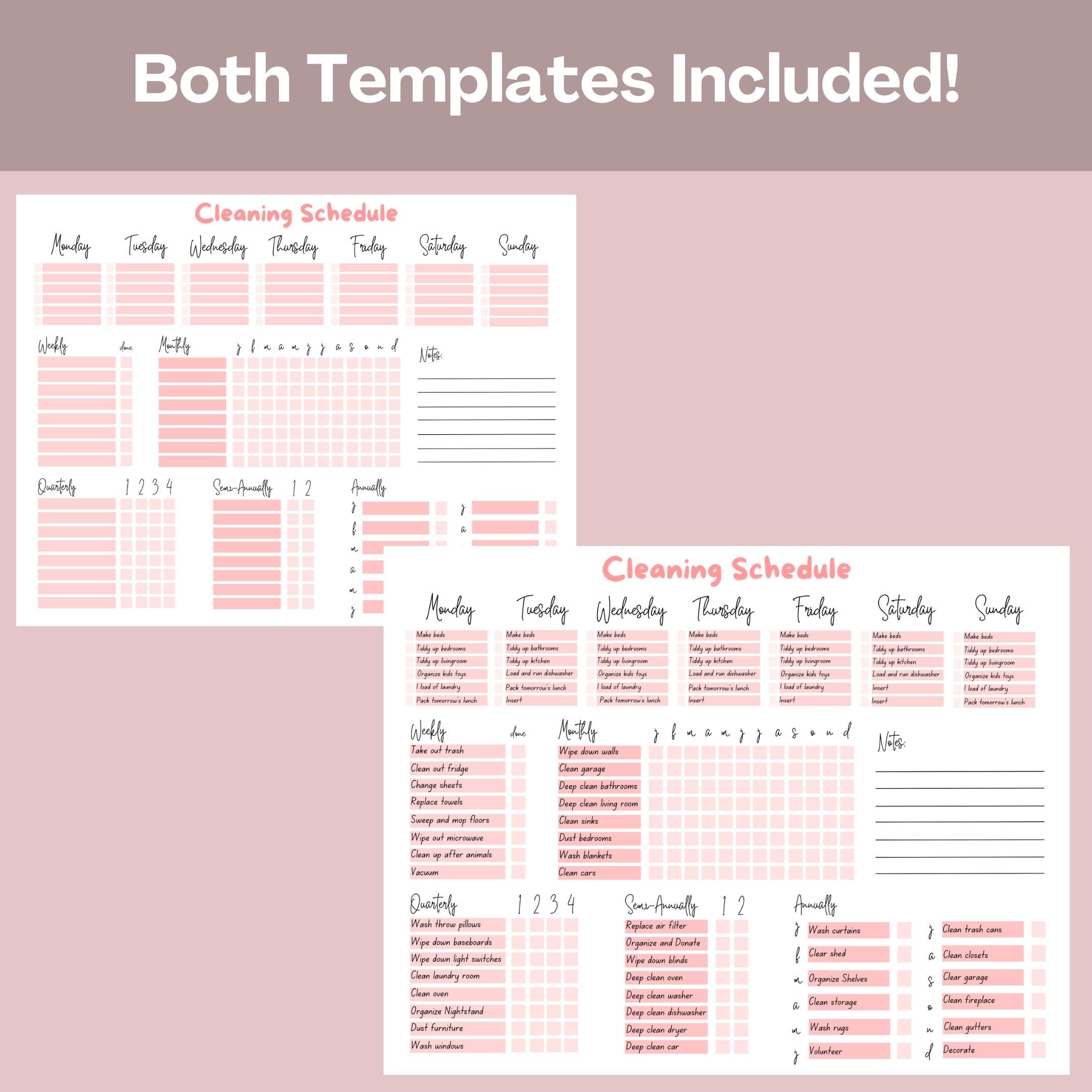 Cleaning Schedule Printable Weekly Cleaning Checklist Home Cleaning ...