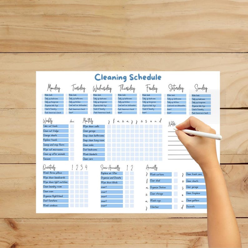 Cleaning Schedule Chore Chart Cleaning Checklist ADHD Digital Download ...
