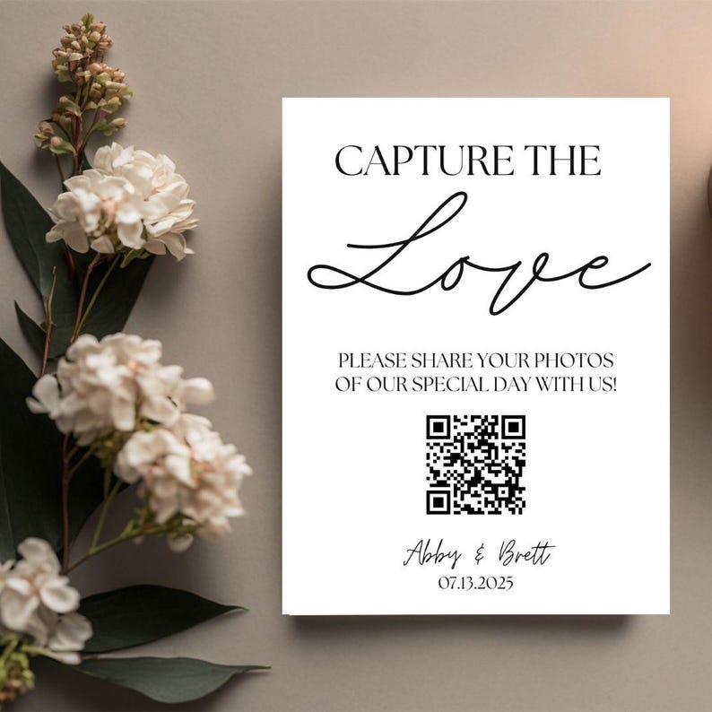 Printable Wedding Sign QR Code Photo Sharing Template Reception Sign ...