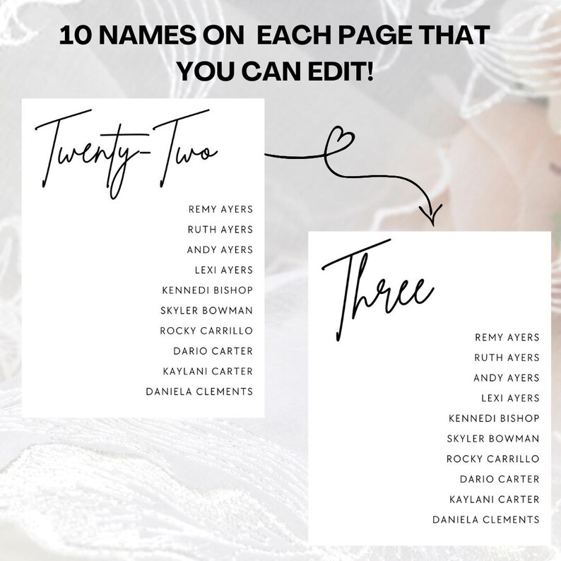 Wedding Seating Chart Cards Template Wedding Table Numbers Seating ...