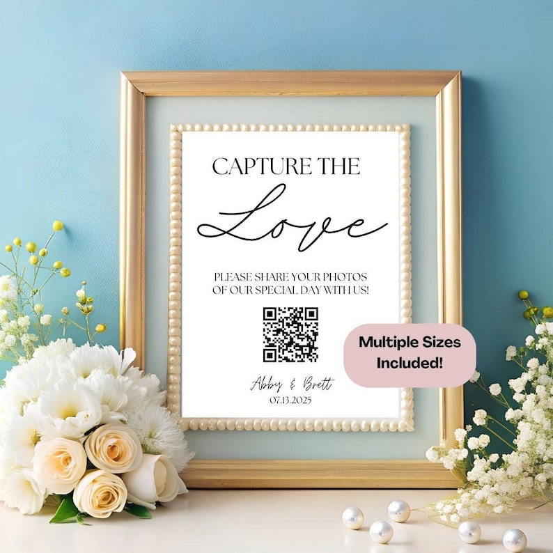Printable Wedding Sign QR Code Photo Sharing Template Reception Sign ...