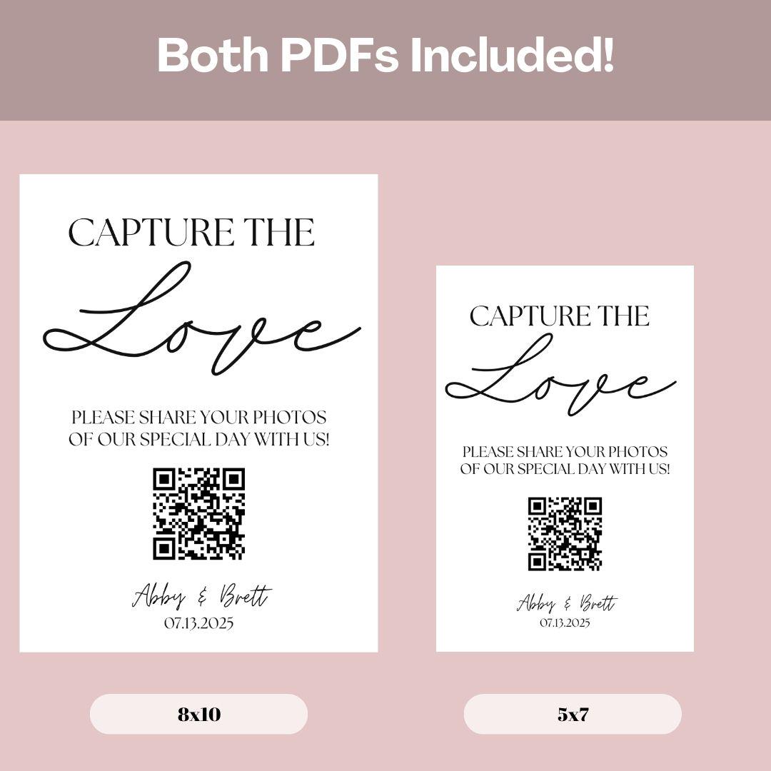 Printable Wedding Sign QR Code Photo Sharing Template Reception Sign ...