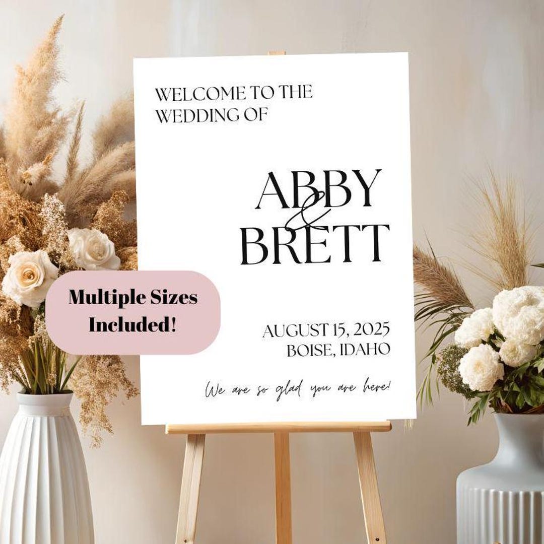 Wedding Welcome Sign Template Modern Wedding Sign Digital Download DIY ...