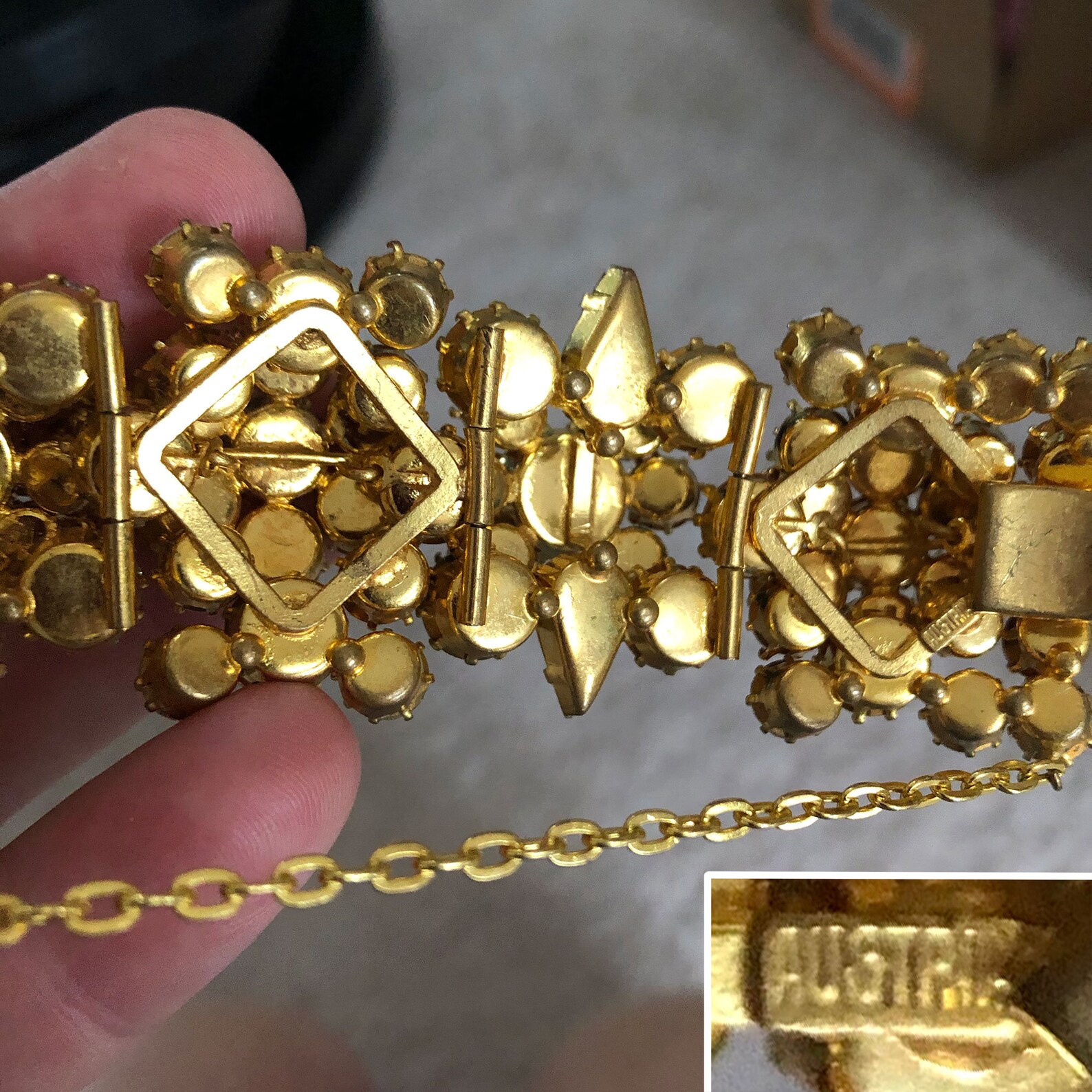 Austria Crystal Bracelet, Vintage Schoffel, Bridal, Massive 3D ...