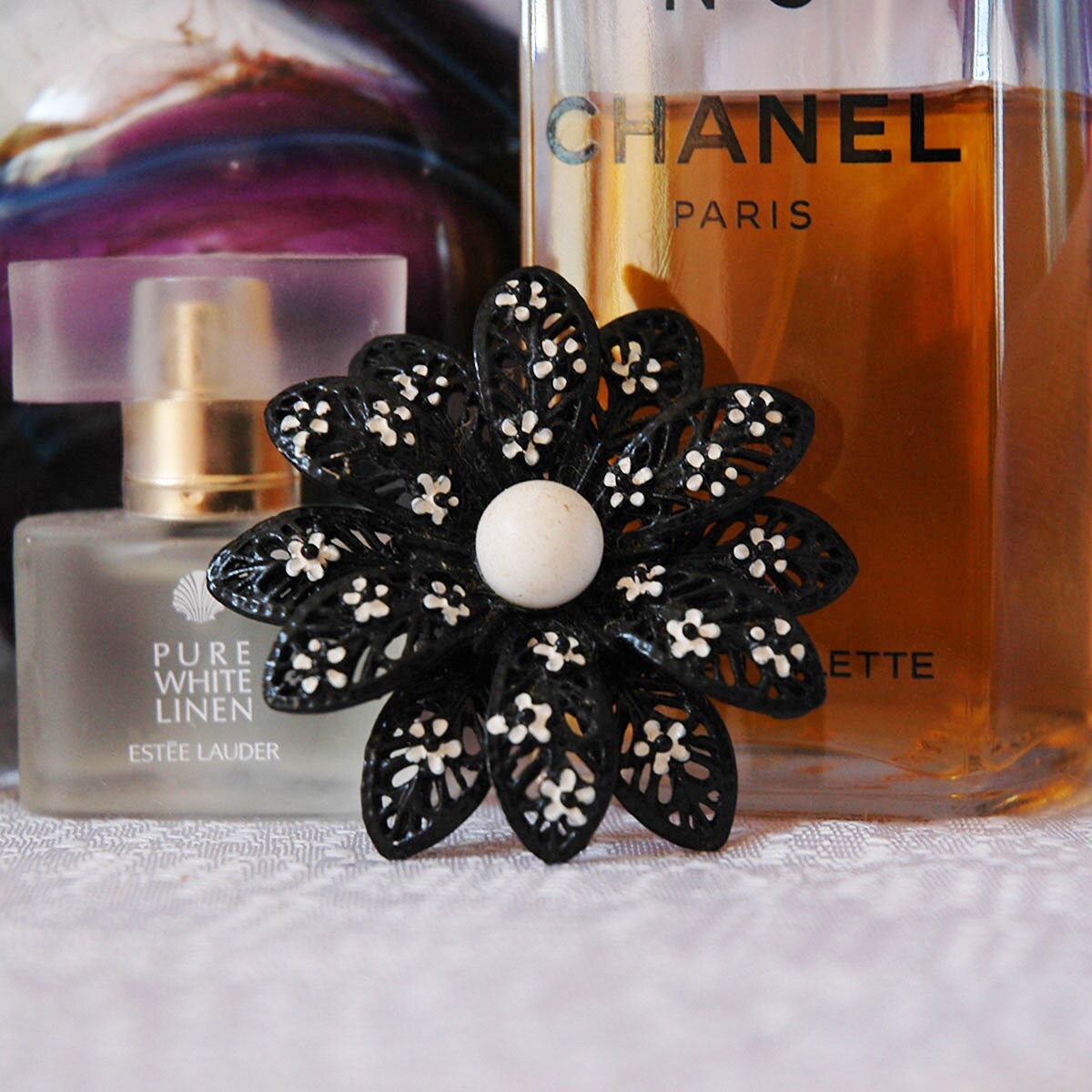 ART Flower Brooch Mod Japanned Finish Layered Composition - Etsy