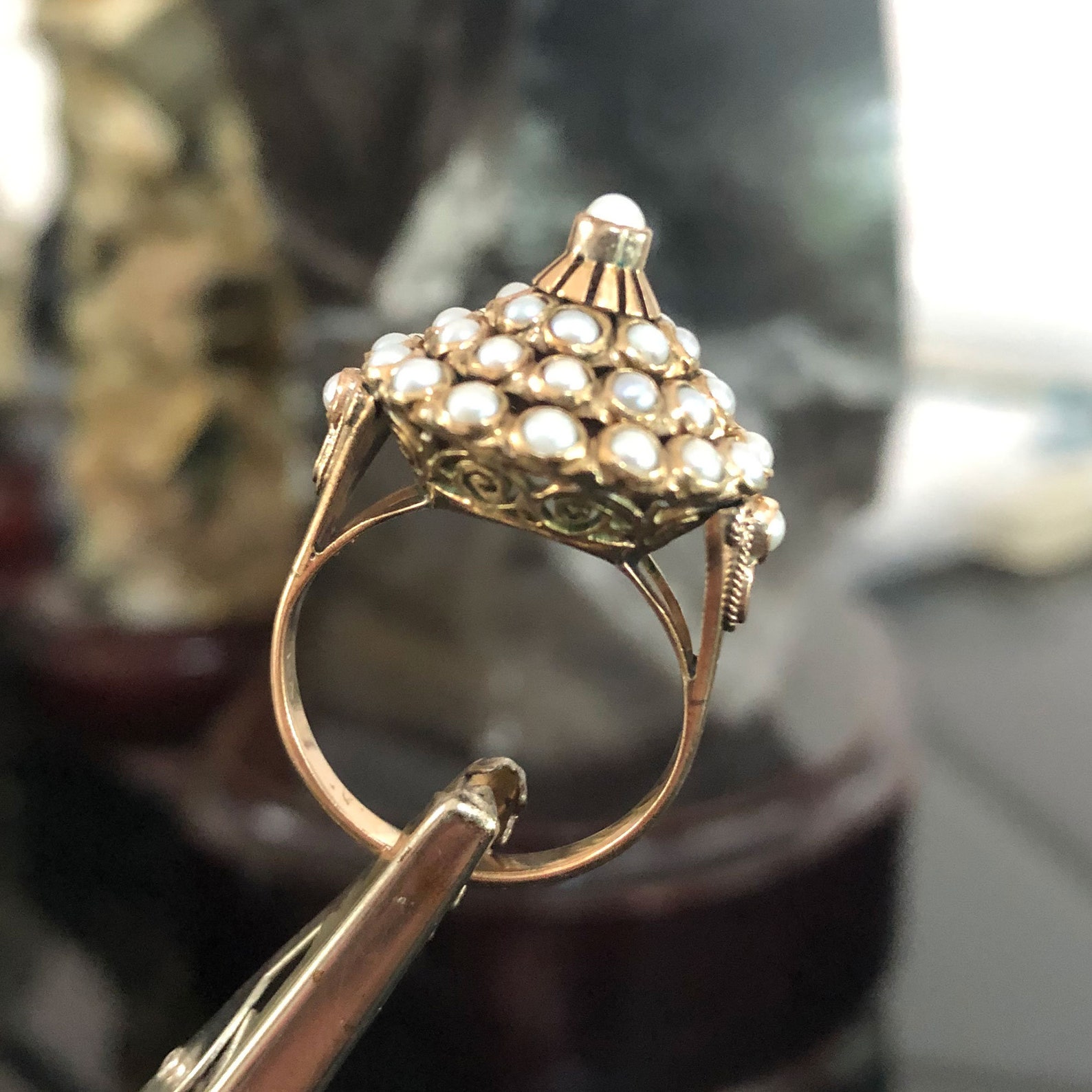 Vintage Siam/thai Princess Harem Ring Seed Pearl 18k Gold | Etsy