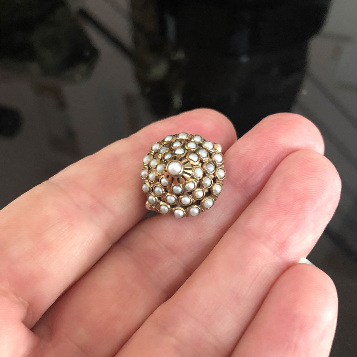 Vintage Siam/thai Princess Harem Ring Seed Pearl 18k Gold | Etsy