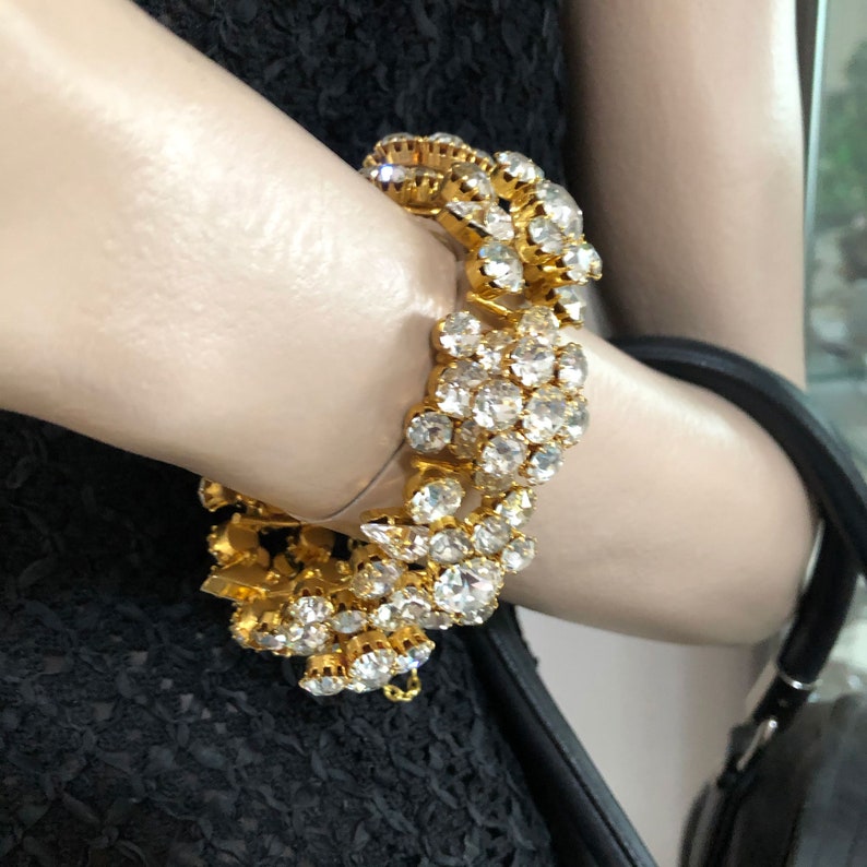 Austria Crystal Bracelet, Vintage Schoffel, Bridal, Massive 3D ...