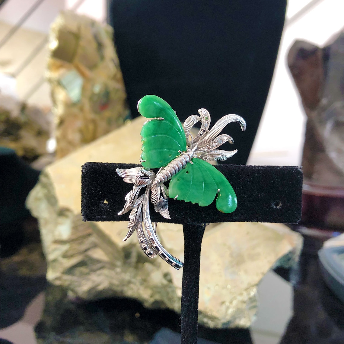 Fine Jadeite Moth Brooch 14k White Gold Carved Jade Wings - Etsy