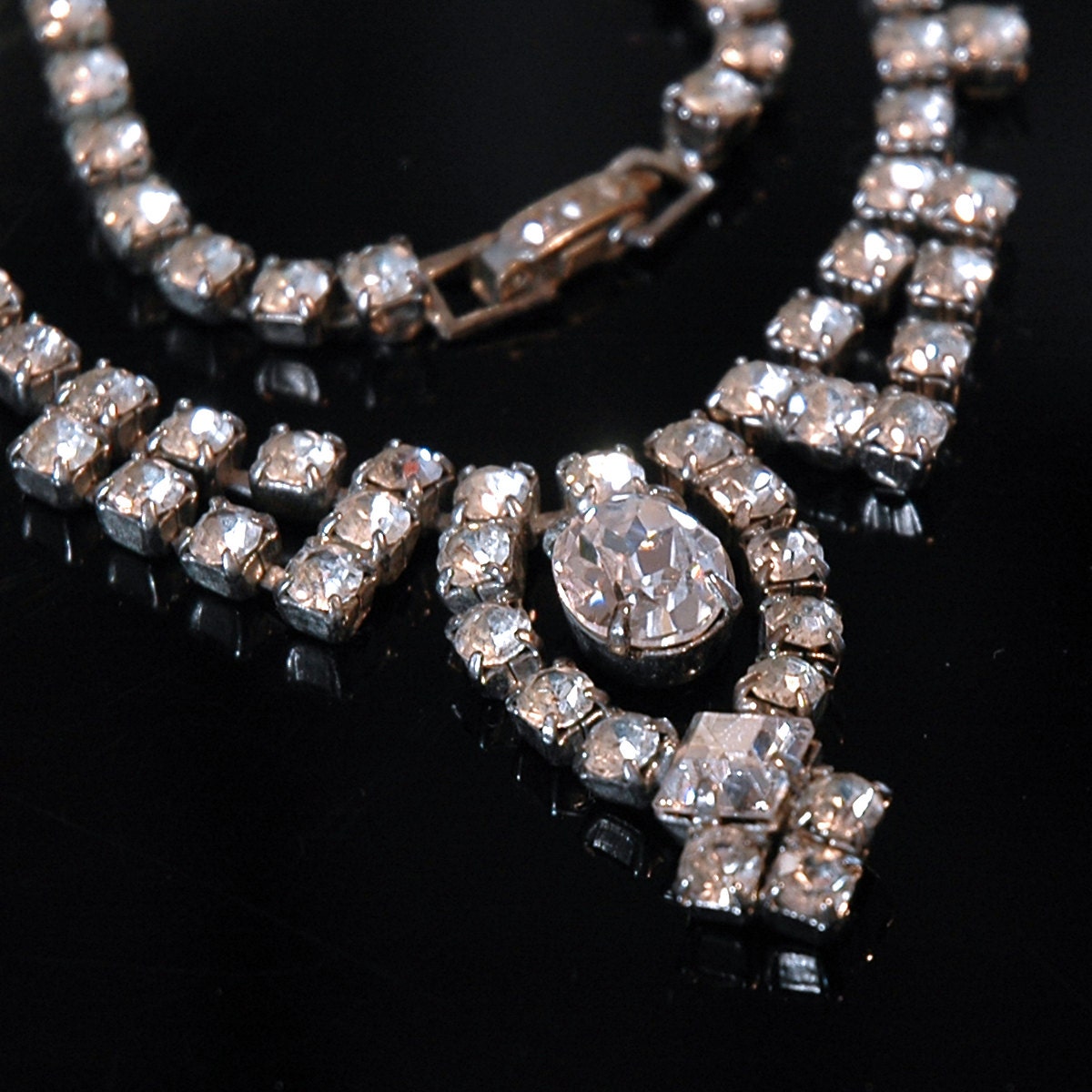Rhinestone Necklace #1, Vintage Bride, Beautiful Art Deco Design ...