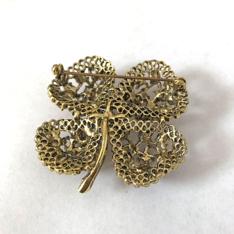 Vintage Four Leaf Clover Brooch, Unsigned Florenza?, Magenta Pink ...