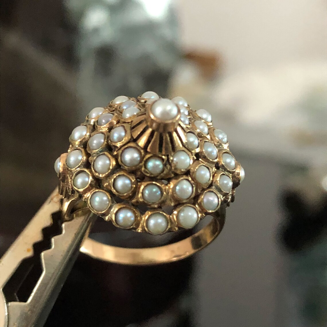 Vintage Siam/thai Princess Harem Ring Seed Pearl 18k Gold | Etsy