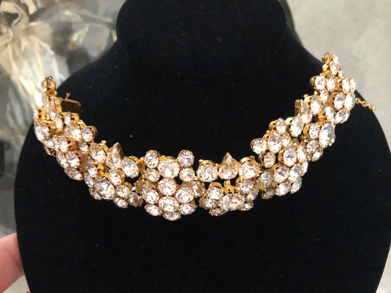 Austria Crystal Bracelet, Vintage Schoffel, Bridal, Massive 3D ...