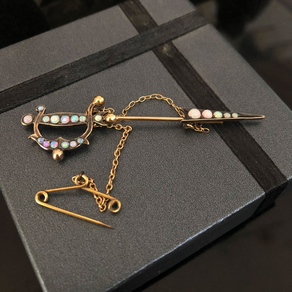 Antique Black Opal Sword Jabot Pin Victorian New Zealand - Etsy