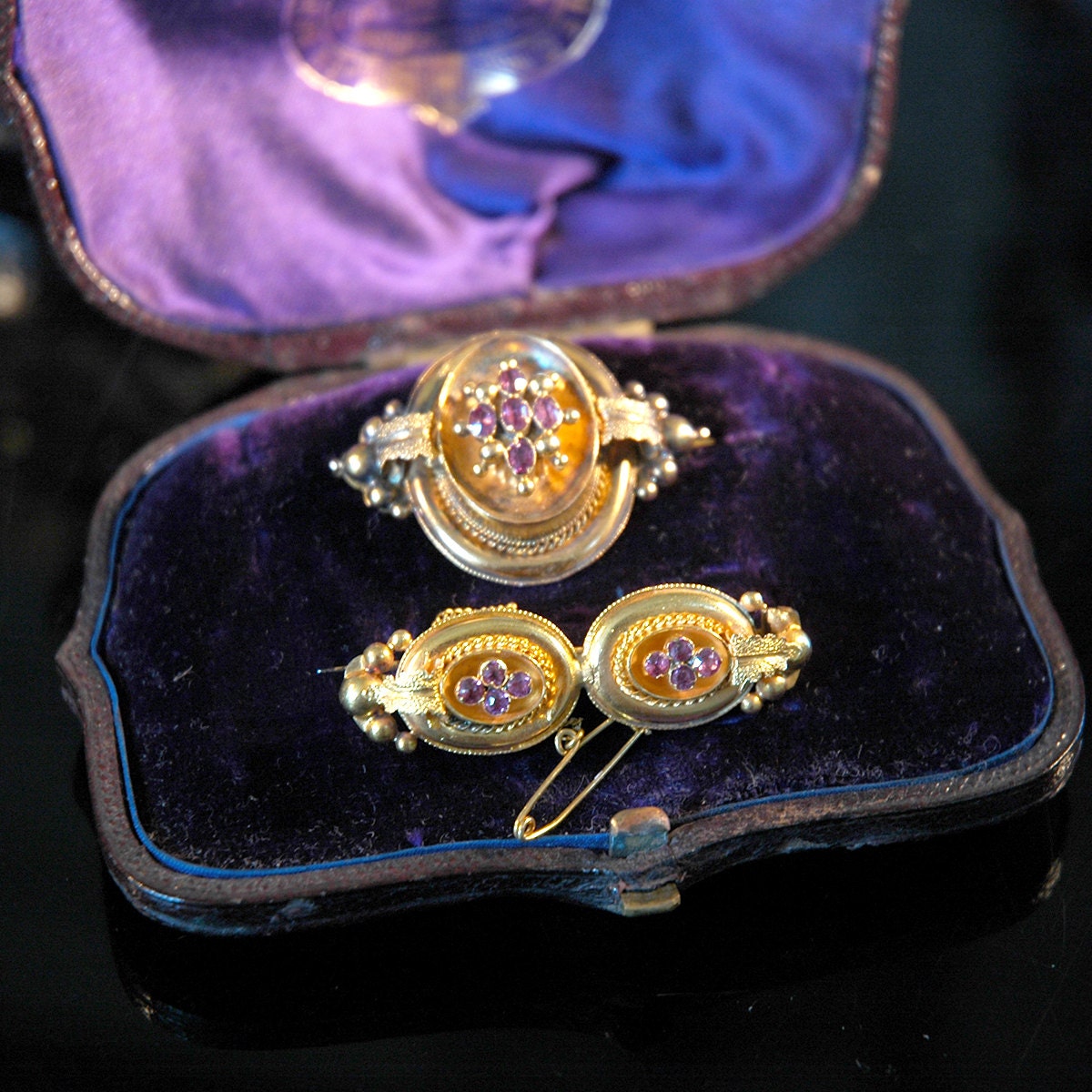 Antique Victorian Brooches, Custom-made, Pink Tourmaline, 14K & Rolled ...
